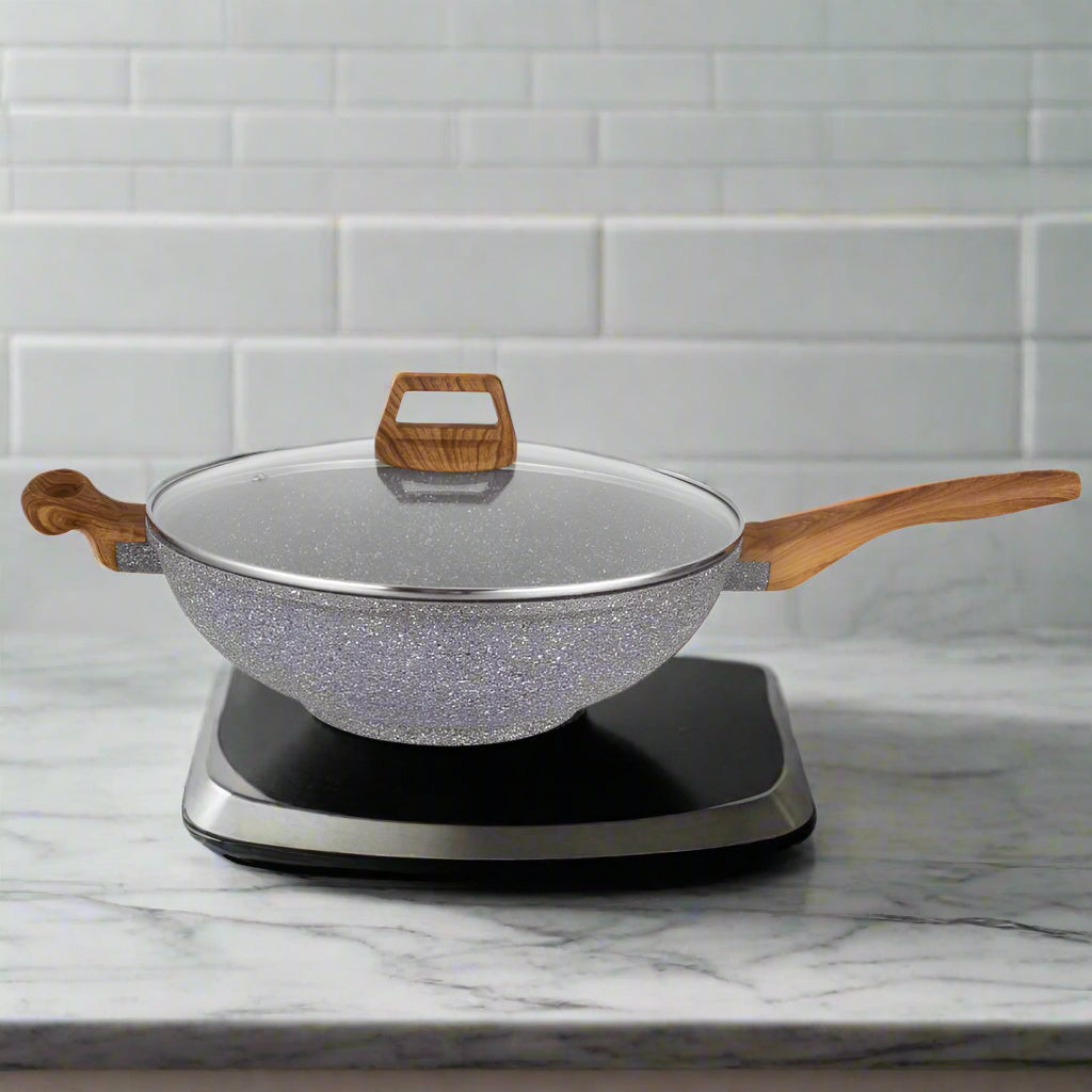 Danoz Cooking 🥘 Hello Kitchen Non-stick Marble Wok 28cm/32cm - 32cm ...
