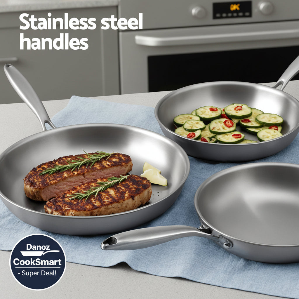Danoz Cookware - 5-star Chef Frying Pan Stainless Steel Uncoated Twin ...