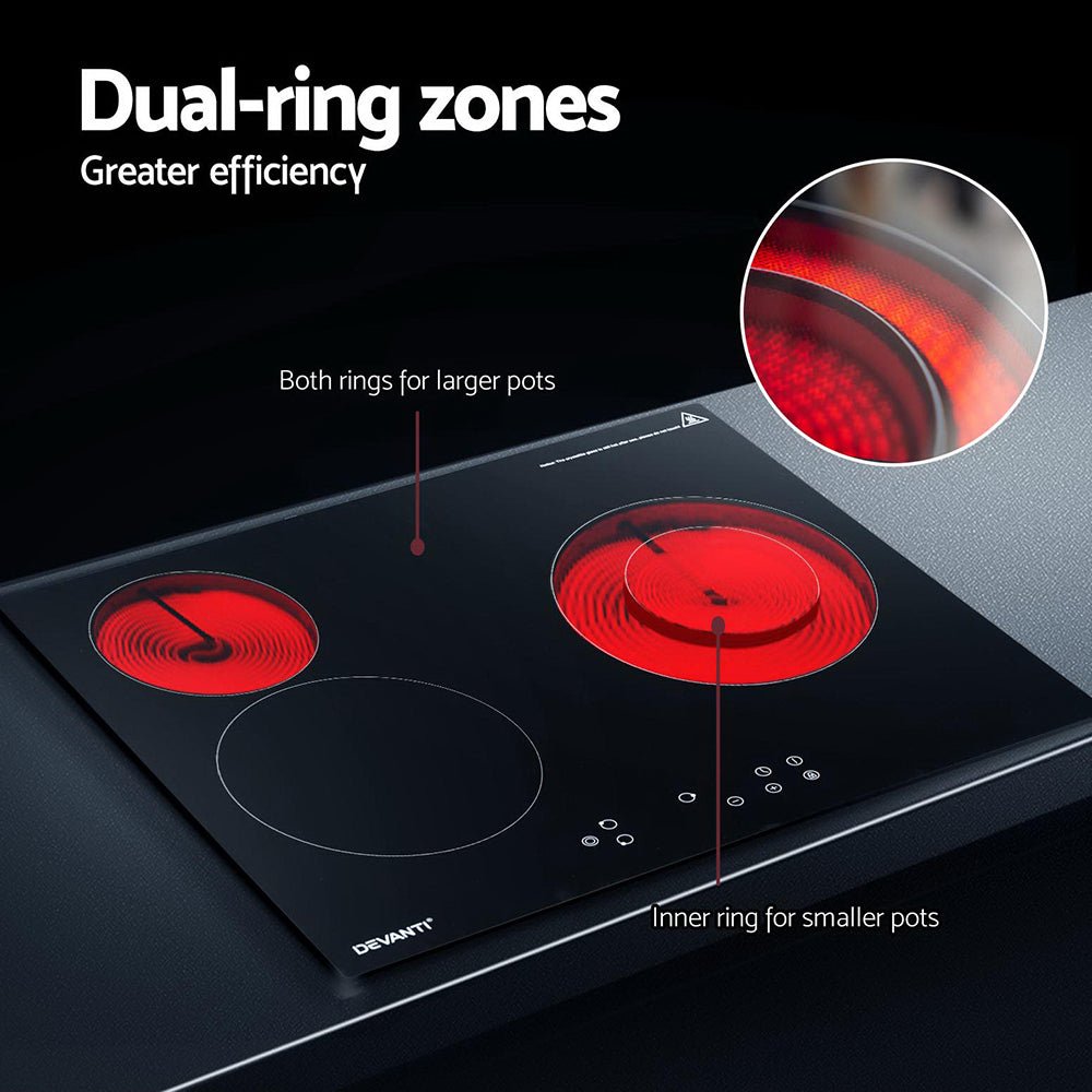 Danoz Direct - Devanti Electric Ceramic Cooktop 60cm Kitchen Cooker 4 ...