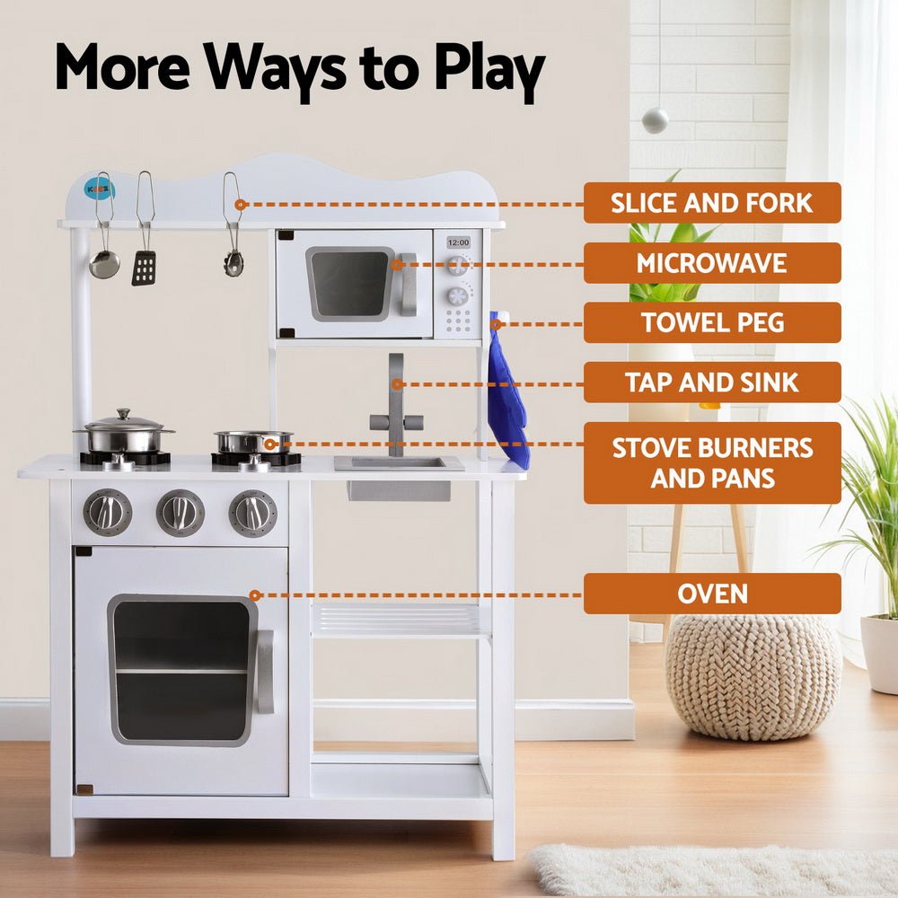 Danoz Kids - Keezi Kids Kitchen Play Set Wooden Pretend Toys Cooking C ...