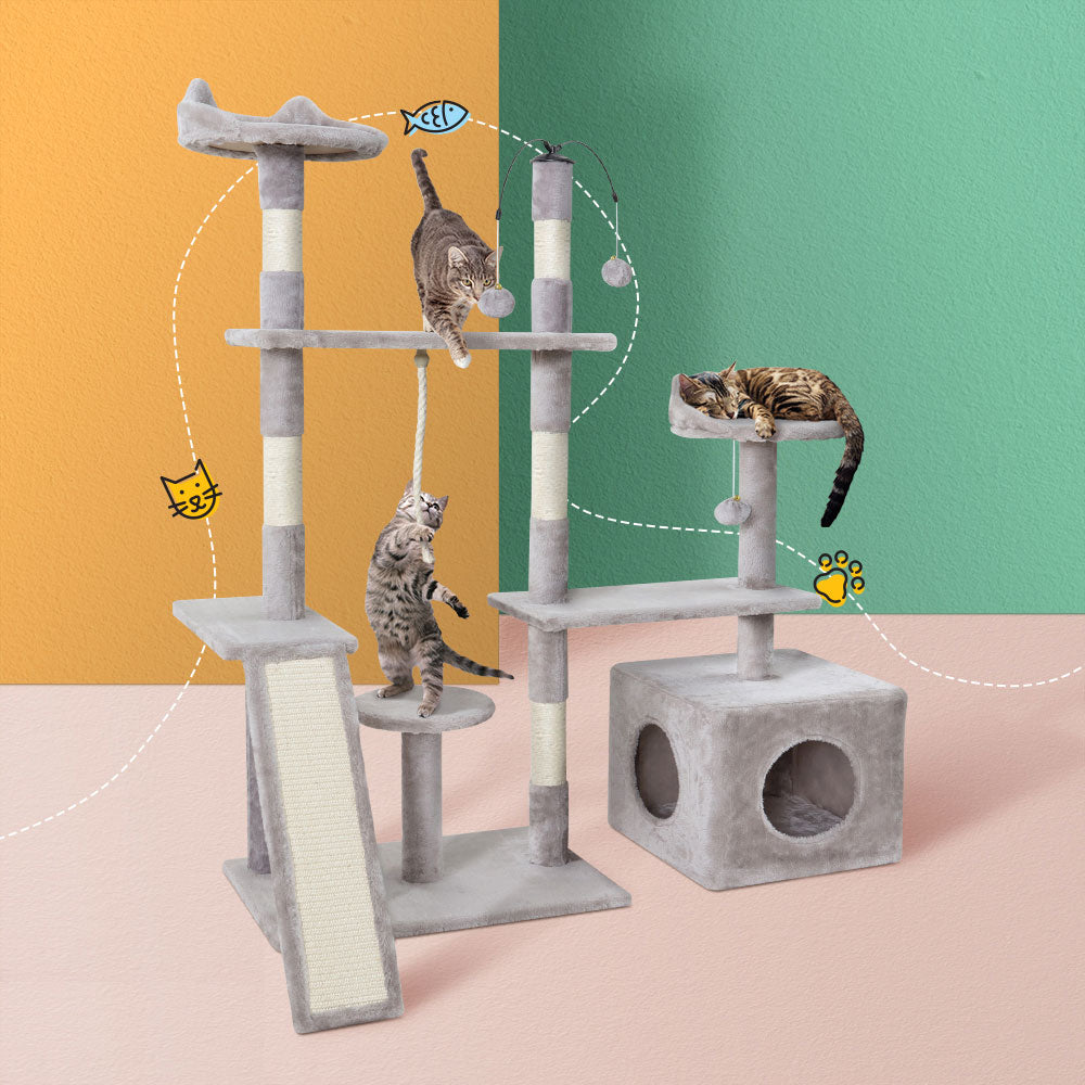 Danoz Direct - i.Pet Cat Tree 135cm Tower Scratching Post Scratcher Wo ...