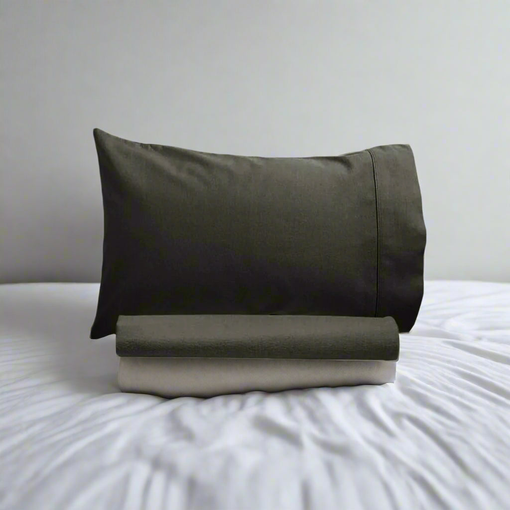 Danoz Direct - Artex 250TC 100% Cotton Sheet Set Single Charcoal ...